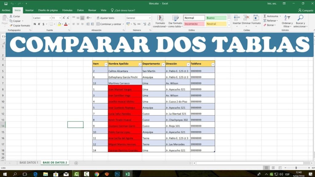 Cómo Comparar Dos Tablas de Excel